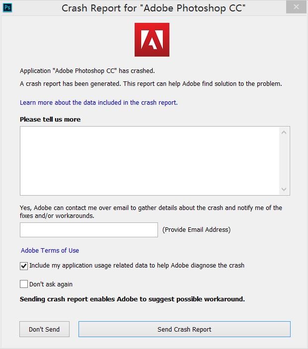 pxcook在PS CC2018切图中就出现CRash report For 'Adobe Photoshop CC'怎么解决？-3D溜溜网
