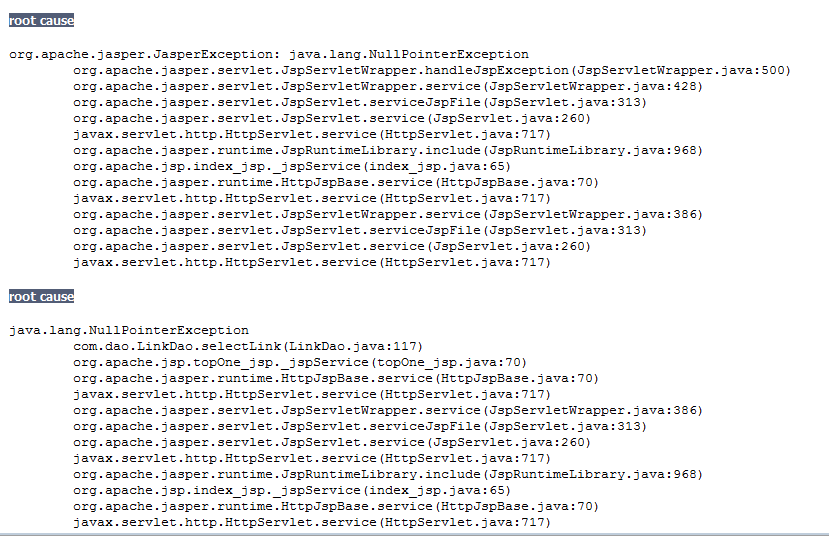 报错处：JAVA.lang.nullpointerexception com.dao.linkdao.selectlink(linkdao.JAVA:117)-3D溜溜网